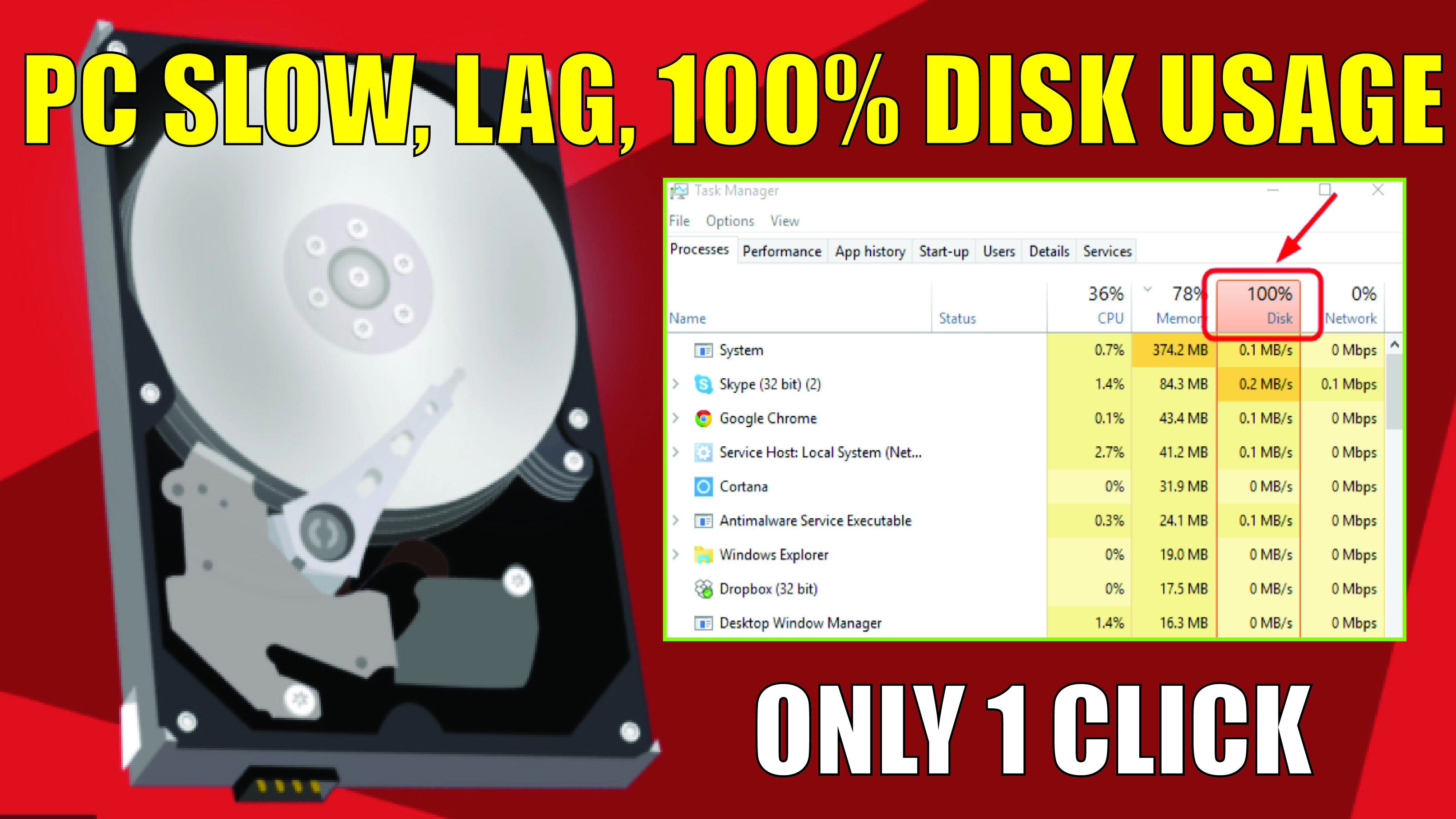 How to fix 100% disk usage error only 1 click - ICTfix