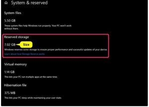 How to check Reserved Storage capacity in Windows 10 - ICTfix