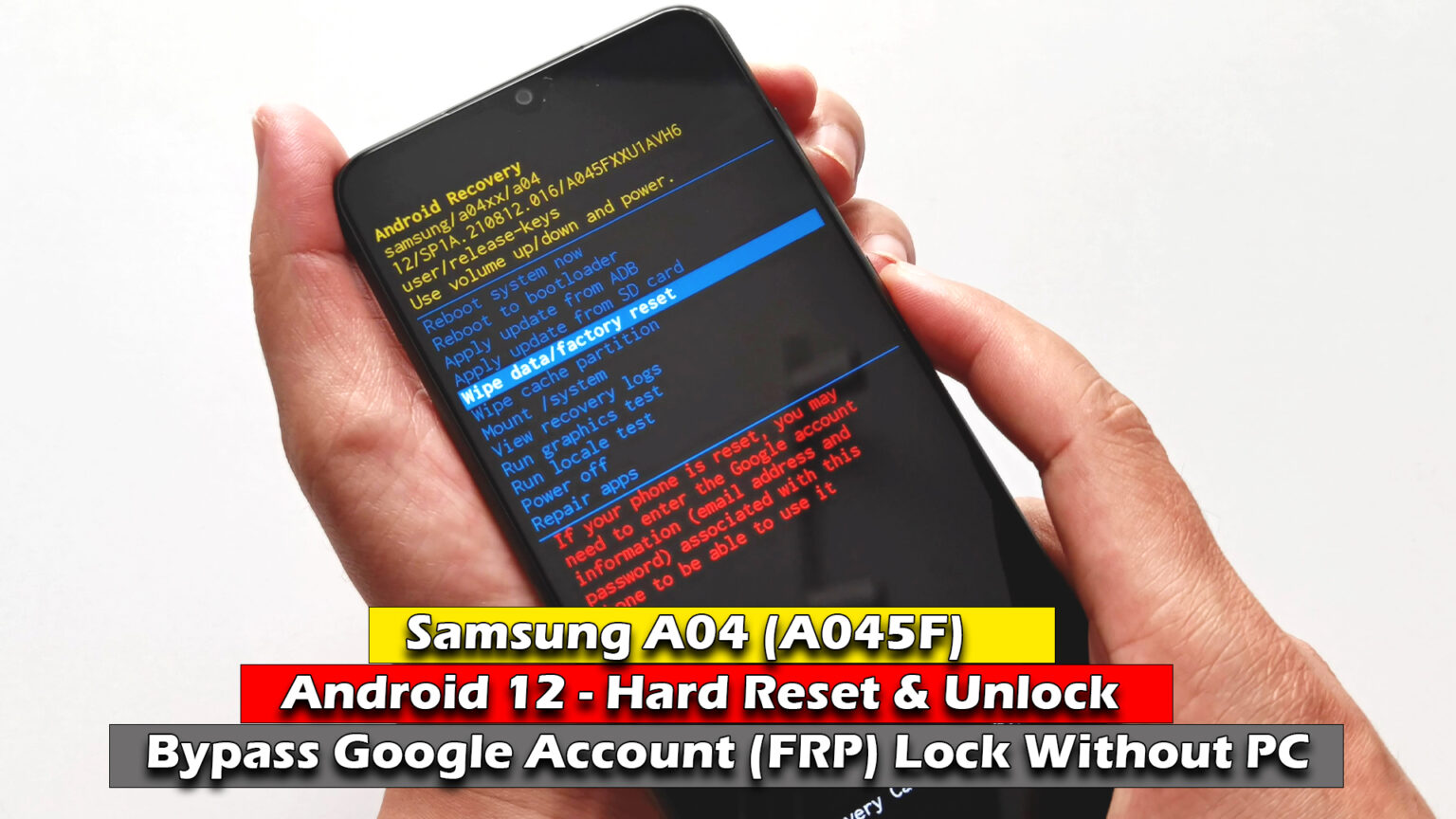 Samsung A04 (A045F) Android 12 - Hard Reset & Unlock Bypass Google Account (FRP) Lock Wittout PC ...