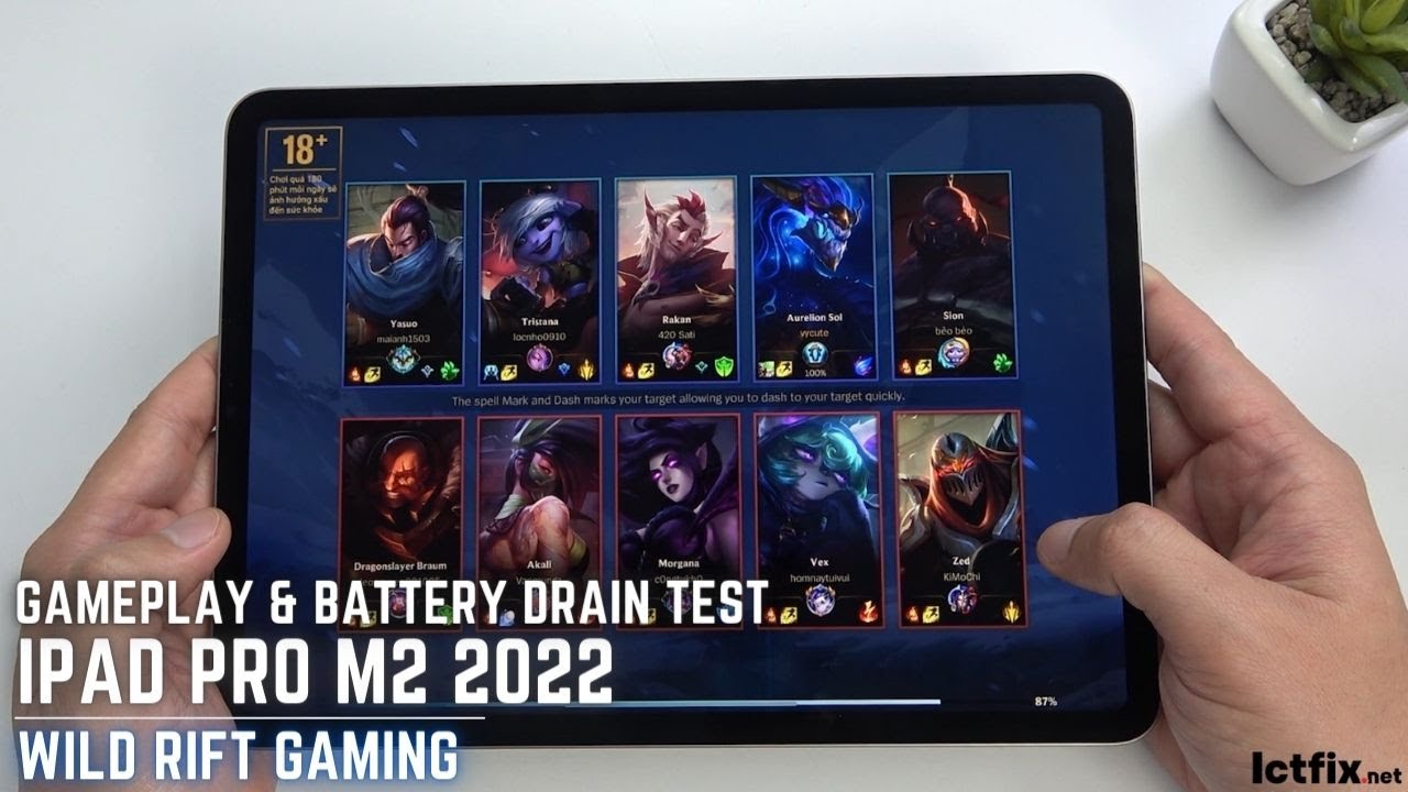 iPad Pro M2 2022 League of Legends Mobile Wild Rift Gaming test - ICTfix