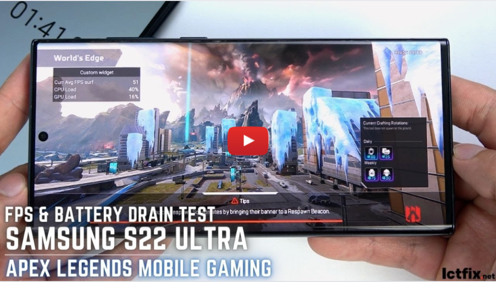 Samsung Galaxy S22 Ultra Apex Legends Mobile Gaming test - ICTfix