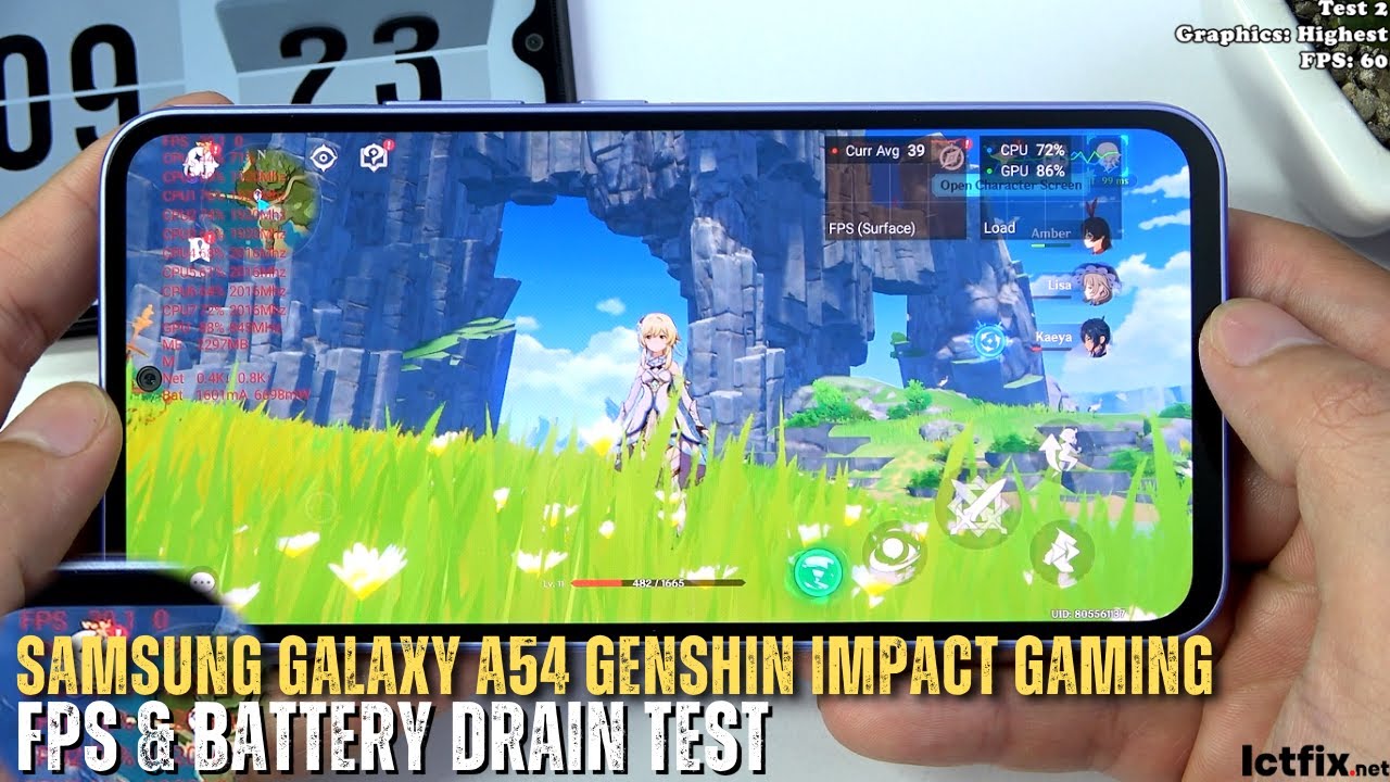 Samsung Galaxy A54 Genshin Impact Gaming test | Exynos 1380, 120Hz ...
