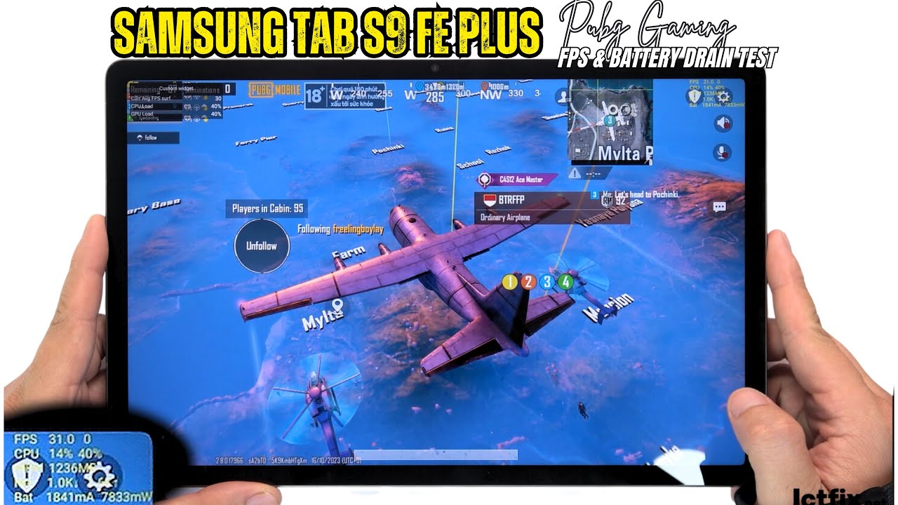 Samsung Galaxy Tab S9 FE Plus PUBG Gaming test | Exynos 1380, 90Hz ...