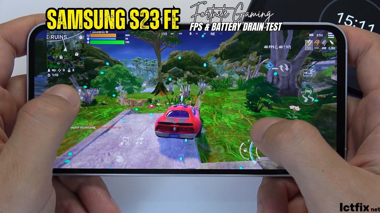 Samsung Galaxy S23 FE Fortnite Gaming test | Exynos 2200, 120Hz Display ...