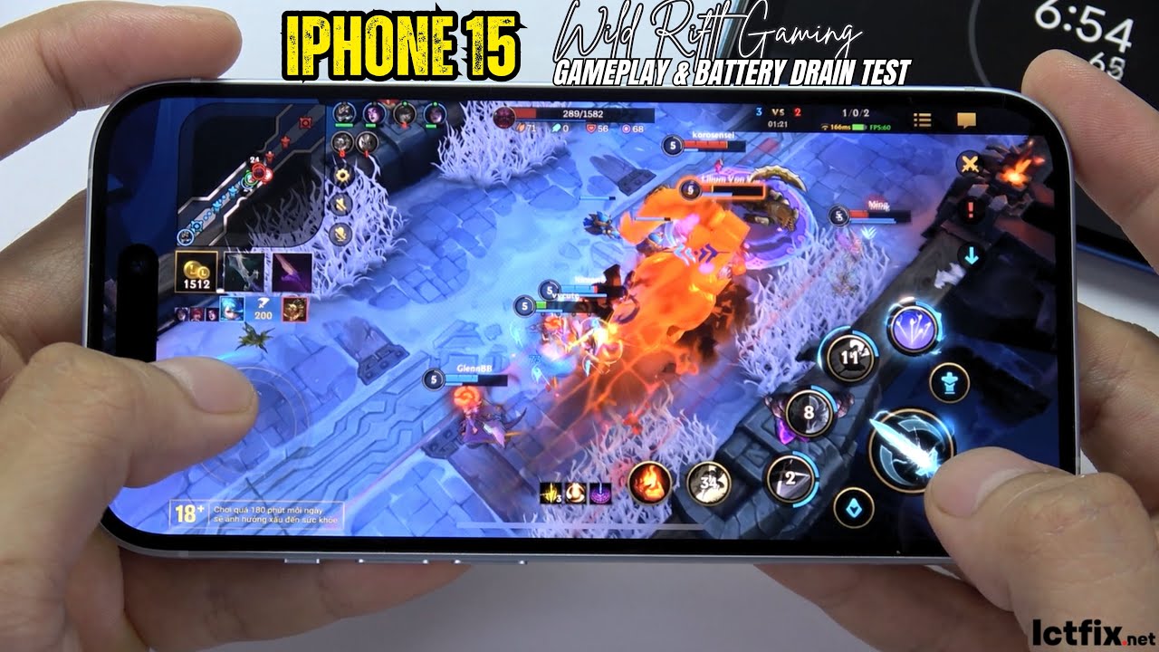 iPhone 15 League of Legends Mobile Wild Rift Gaming test - ICTfix