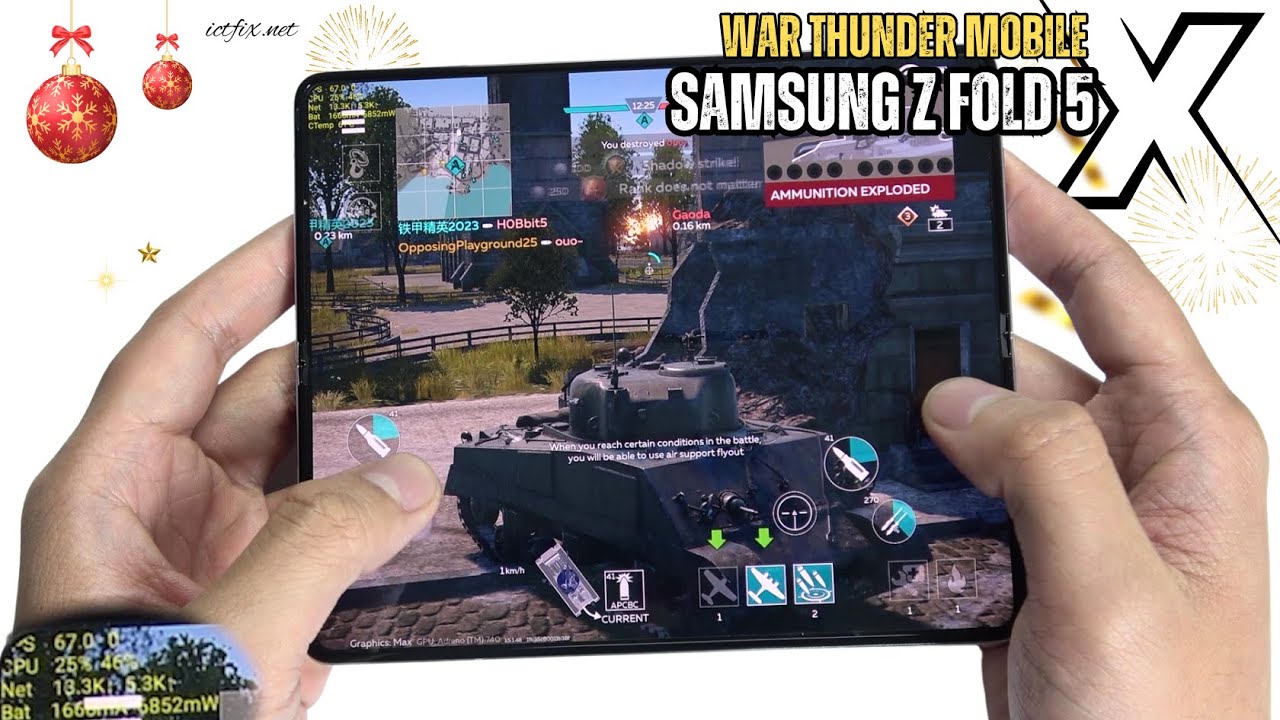 Samsung Galaxy Z Fold 5 War Thunder Gaming test | Snapdragon 8 Gen 2 ...