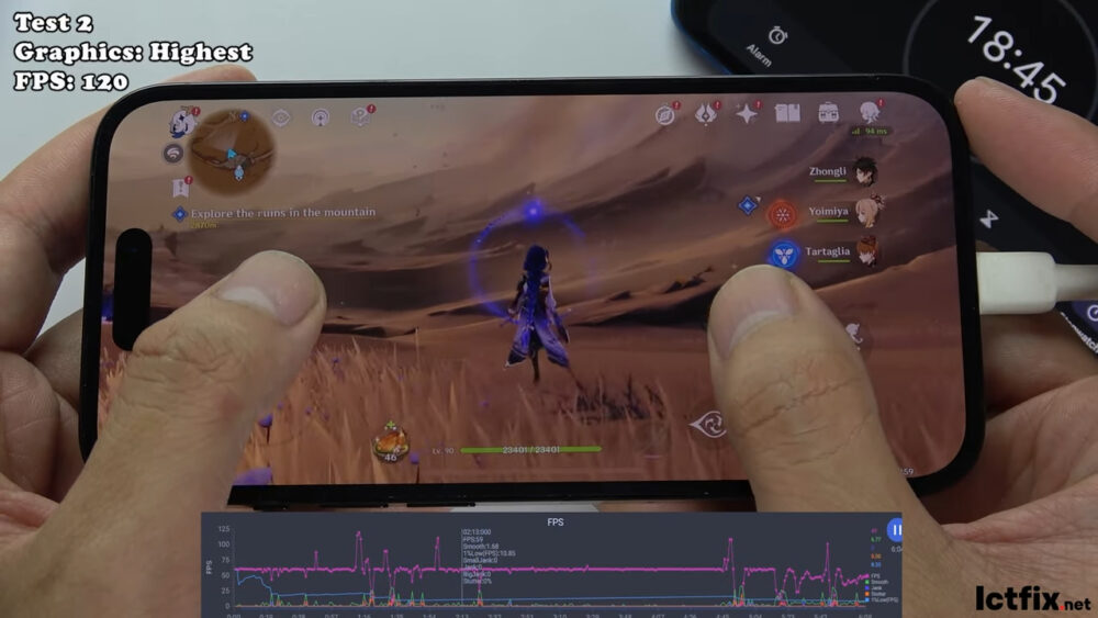 iPhone 14 Pro Genshin Impact Gaming test | Apple A16 Bionic, 120Hz ...