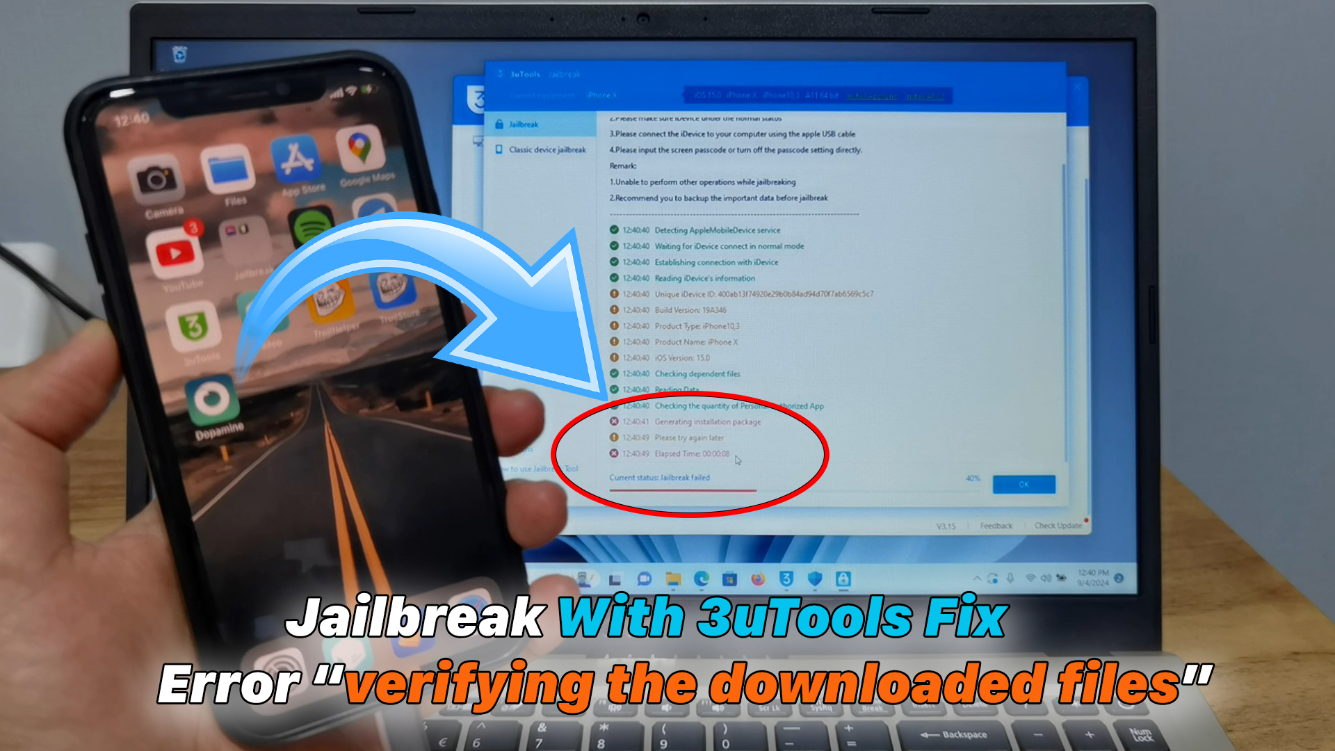 Jailbreak With 3uTools Fix Error “verifying the downloaded files” - ICTfix