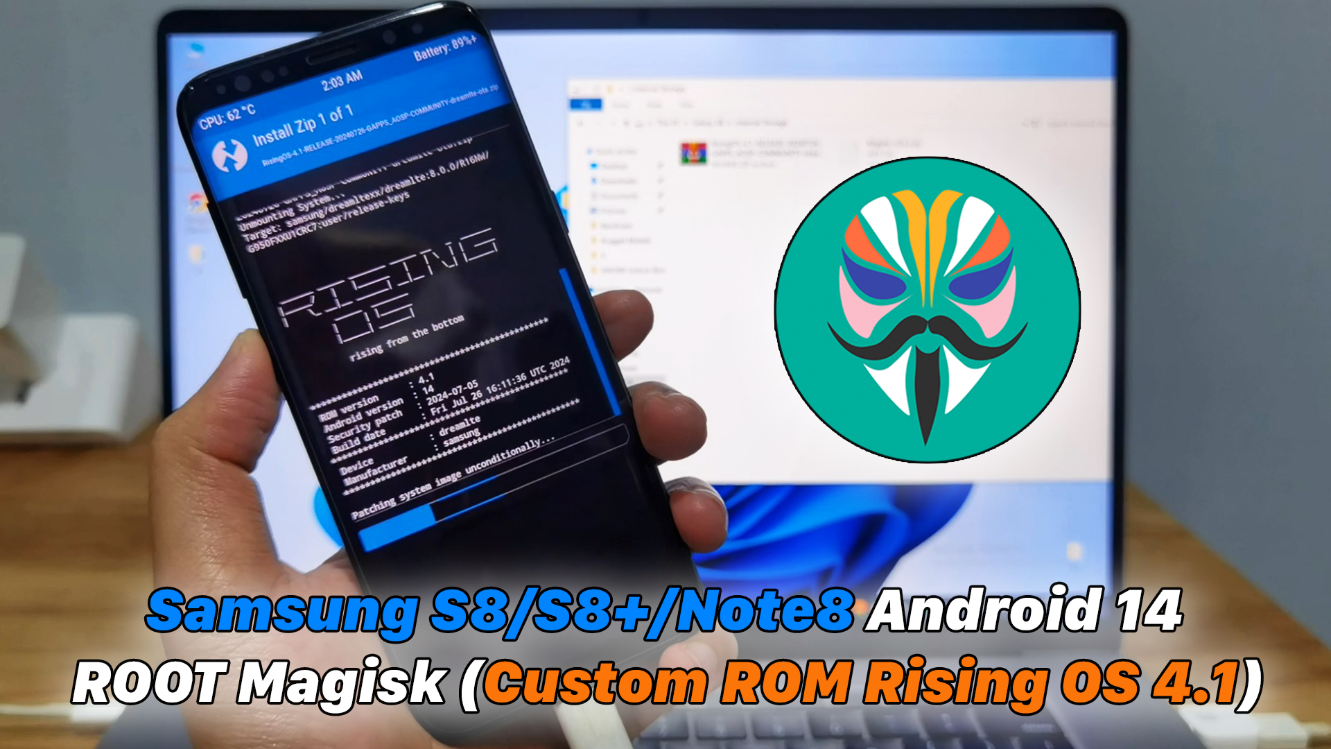 Samsung Galaxy S8/S8+/Note8 Update Android 14 - ROOT Magisk 28.0 (Custom ROM Rising OS 4.1) - ICTfix