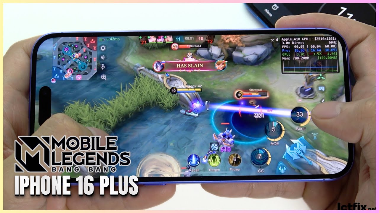 iPhone 16 Plus Mobile Legends Gaming test MLBB | Apple A18 - ICTfix