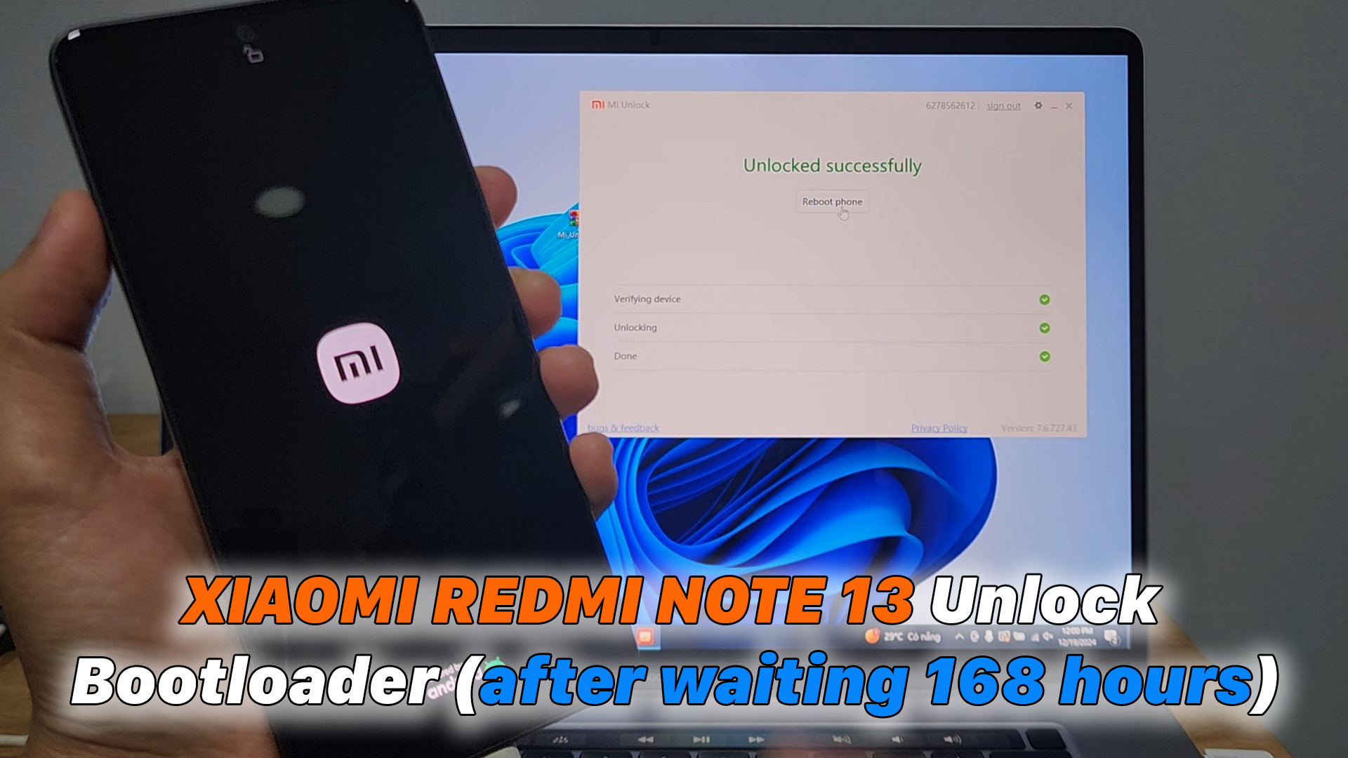 XIAOMI REDMI NOTE 13 - Unlock Bootloader (after waiting 168 hours) - ICTfix