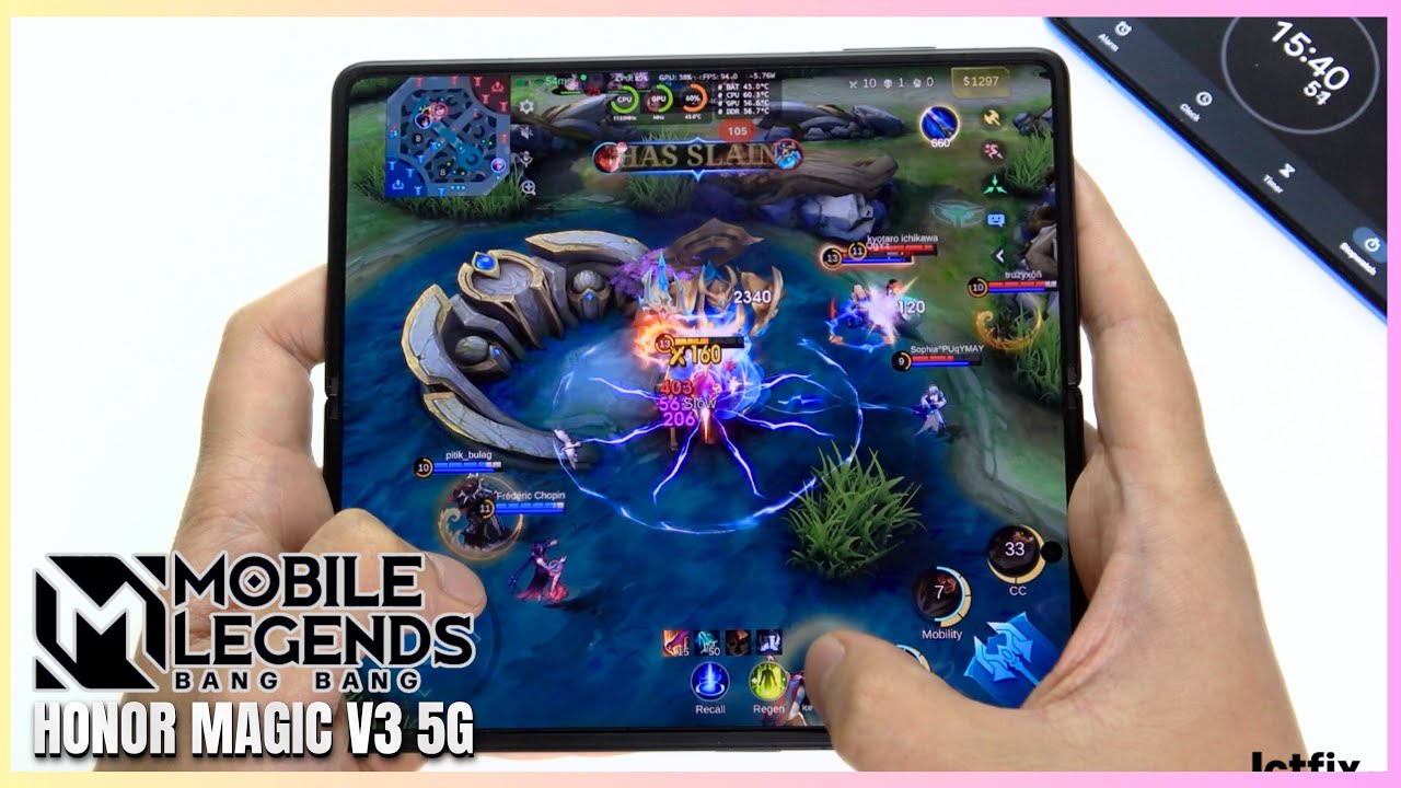 HONOR Magic V3 5G Mobile Legends Gaming test MLBB | Snapdragon 8 Gen 3 ...