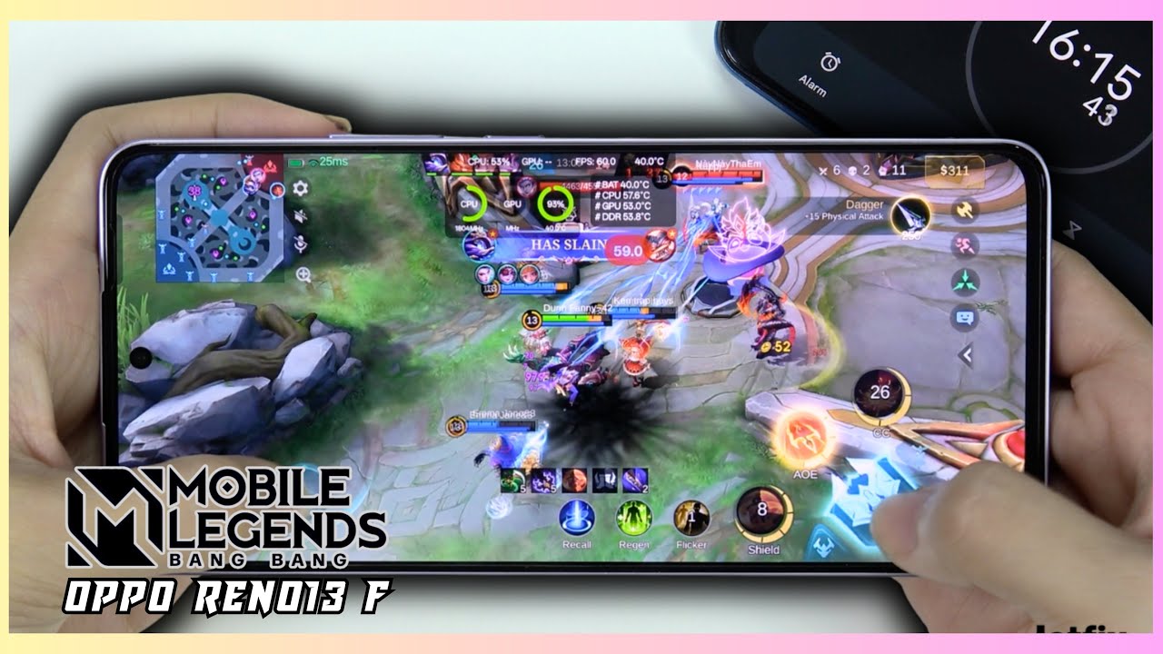 Oppo Reno13 F 5G Mobile Legends Gaming test MLBB | Snapdragon 6 Gen 1 ...