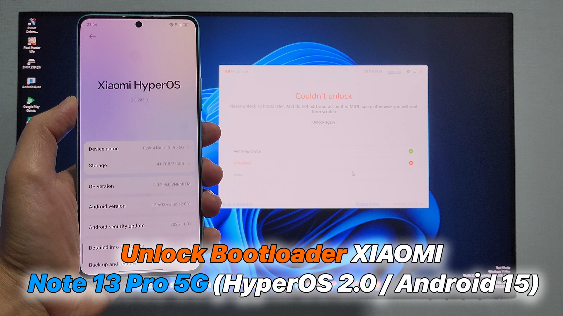 Unlock Bootloader XIAOMI Note 13 Pro 5G (HyperOS 2.0 / Android 15) - ICTfix