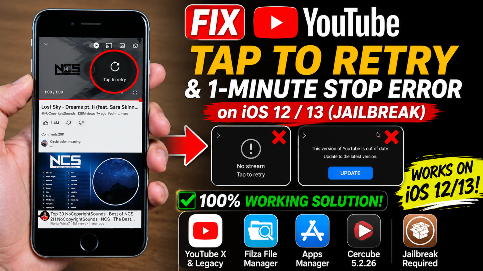 How to FIX YouTube "Tap to Retry" & 1-Minute Stop Error on iOS 12/13 ...